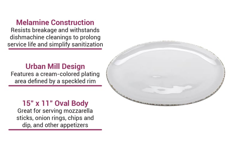 GET 15" x 11" Oval Platter - Melamine, Cream (CS-1511-UM)