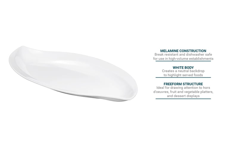 GET 20" x 12" Free Form San Michele Platter - Melamine, White (ML-211-W)