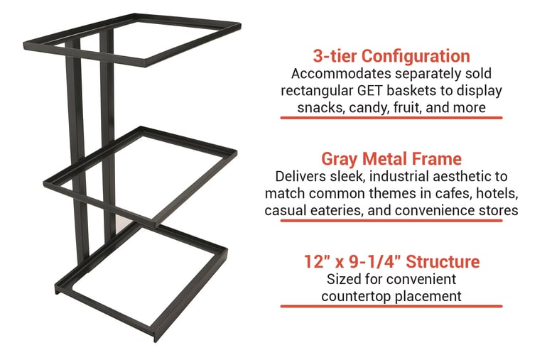 GET 3 Tier Merchandising Stand - 12"L x 9 1/4"W x 20 1/2"H, Metal ...