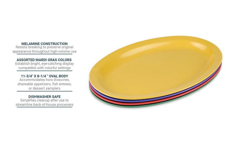 GET 11 3/4" x 8 1/4" Oval Supermel Platter - Melamine, Assorted Colors ...
