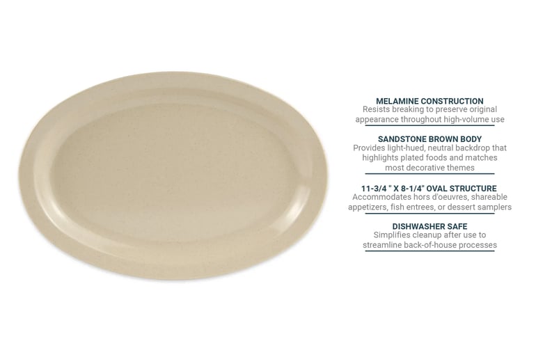 GET 11 3/4" x 8 1/4" Oval Supermel Platter - Melamine, Sandstone (OP-612-S)