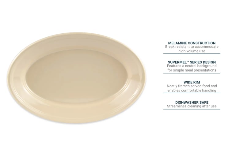 GET 9 1/4" x 6 1/4" Oval Supermel Platter - Melamine, Tan (OP-911-T)