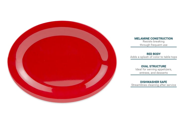 GET 9 3/4" x 7 1/4" Oval Red Sensation Platter - Melamine, Red (OP-950-RSP)
