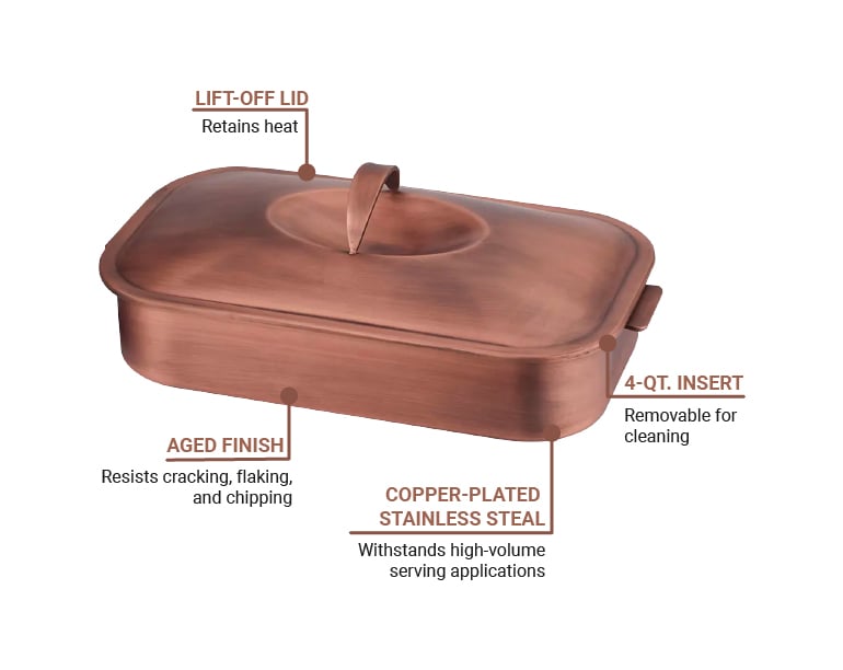 Spring USA 2271-5 4 qt Rectangular Chafing Dish - 15 1/4"L x 8 7/16"W ...