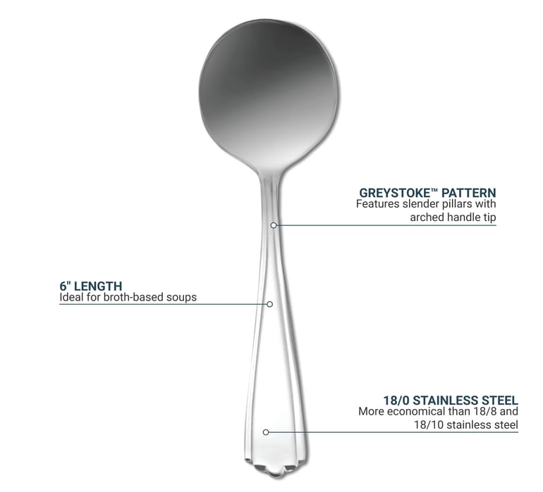 Oneida 6" Bouillon Spoon with 18/0 Stainless Grade, Greystoke Pattern ...