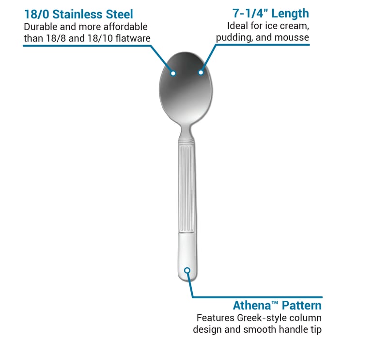 Oneida 7 1/4" Dessert Spoon with 18/0 Stainless Grade, Athena Pattern ...