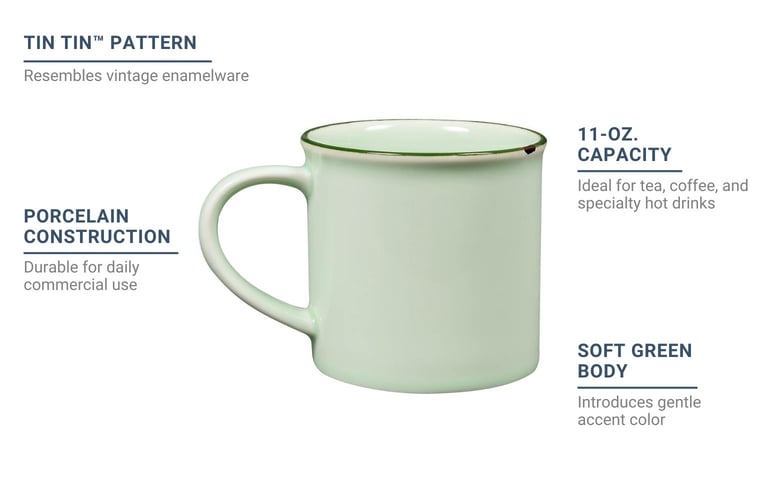 Oneida 11 oz Tin Tin™ Coffee Mug - Porcelain, Green (L2104009042)