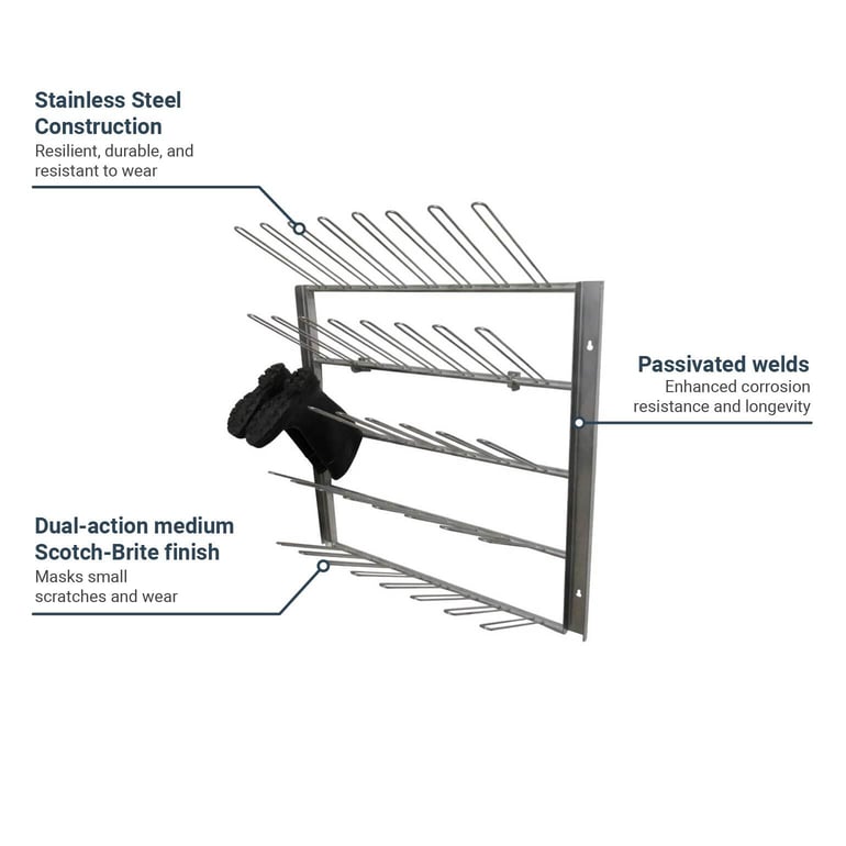 SSL Industries 33 3/4" Wall Mount Boot Rack, Stainless Steel (SSL-1074)