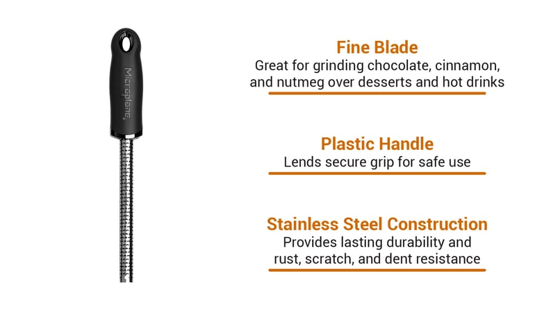 Microplane Fine Spice Grater w/ Black Plastic Handle, Stainless (186604)