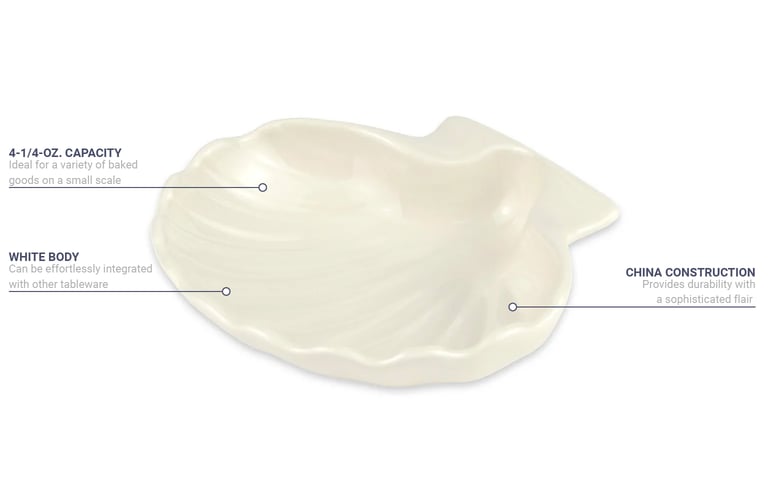 Hall China Shell Shaped Baking Dish w/ 4-1/4 oz Capacity, White (2290AWHA)
