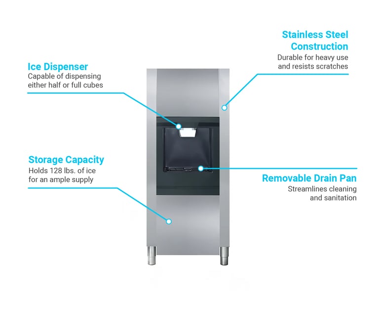 ITV Ice Makers Floor Model Water & Cube Ice Dispenser - 128 lb Storage ...