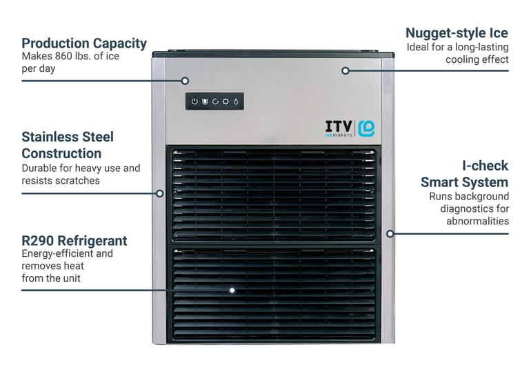 ITV Ice Makers 26 5/8" Ice Queen Nugget Ice Machine Head - 860 lb/24 hr ...