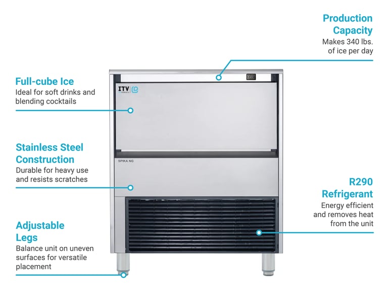 ITV Ice Makers 30" Spika Full Cube Undercounter Ice Machine - 340 lbs ...