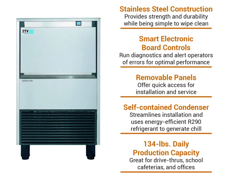ITV Ice Makers 21"W Full Cube Undercounter Ice Machine - 134 lbs/day ...