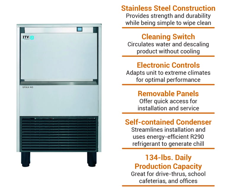 ITV Ice Makers 21"W Half Cube Undercounter Ice Machine - 134 lbs/day ...
