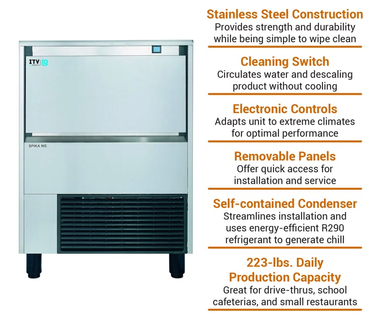 ITV Ice Makers 26"W Full Cube Undercounter Ice Machine - 223 lbs/day ...