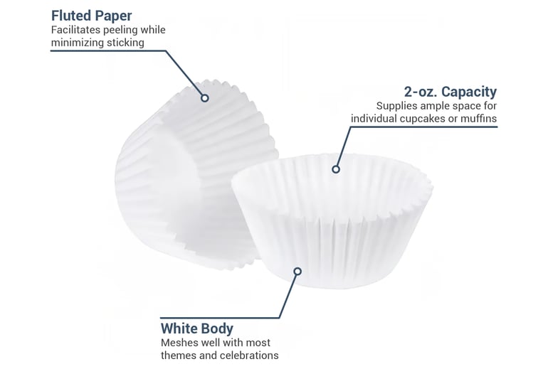 Hoffmaster Lapaco Baking Cup - 1 7/8" x 1 5/16", Paper, White (602-450187)