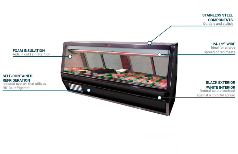 Howard-McCray 124 1/2" Full Service Red Meat Case w/ Straight Glass ...