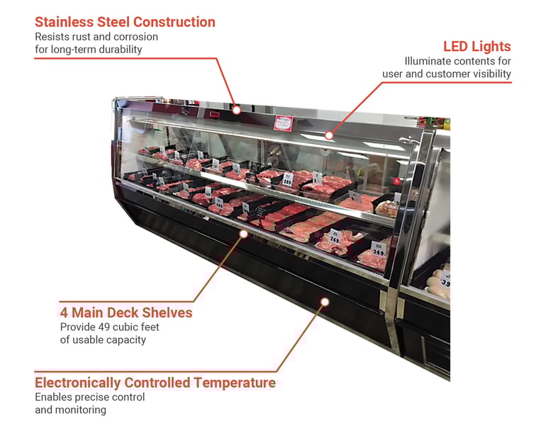 Howard-McCray 100 1/2" Full Service Red Meat Case w/ Straight Glass ...