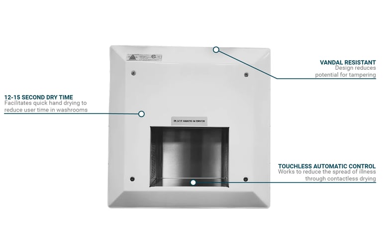 Pinnacle Dryer Automatic Hand Dryer w/ 15 Second Dry Time - White, 120v ...