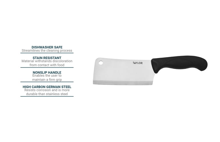 Taylor 5248376 6" Cleaver w/ Black Nylon/Silicone Handle, High Carbon ...