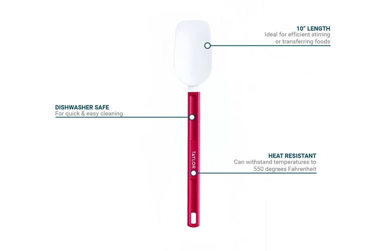 Taylor 5302557 10" Scraper Spoon Spatula - Silicone, Red Handle