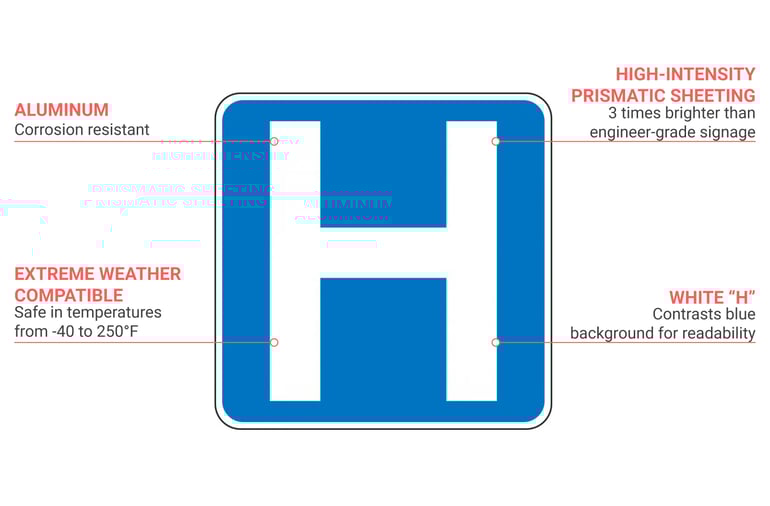 Accuform Signs FRG110HP 24" Hospital Sign - Aluminum w/ High Intensity ...