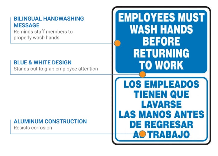 Accuform Signs SBMRST579VA Bilingual Hand Washing Sign - 14" X 10 ...