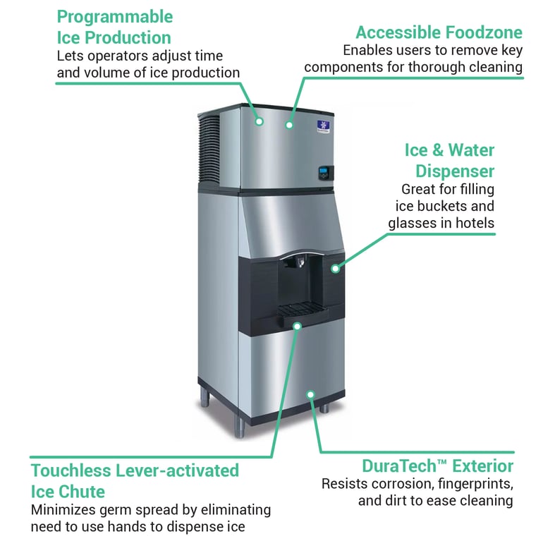 Manitowoc Ice IYT0900A/SFA292 865 lb Half Cube Ice Machine w/ Ice ...