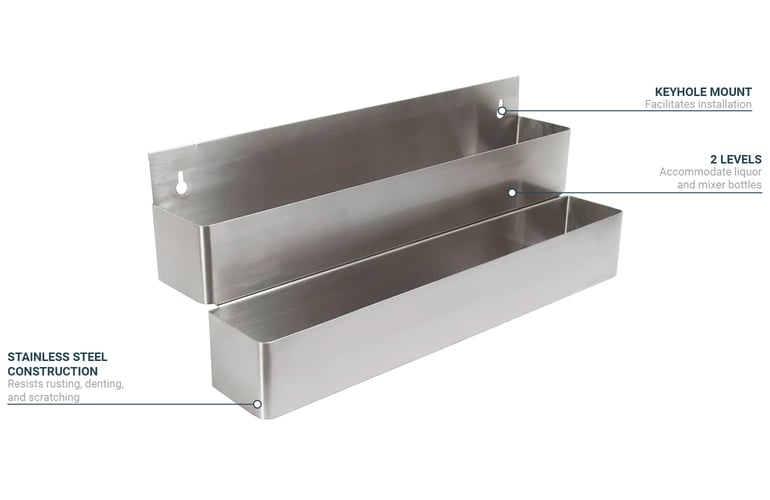 John Boos EUBSR-2-36 Double Underbar Speed Rail - 36x4x8", 18 ga Stainless
