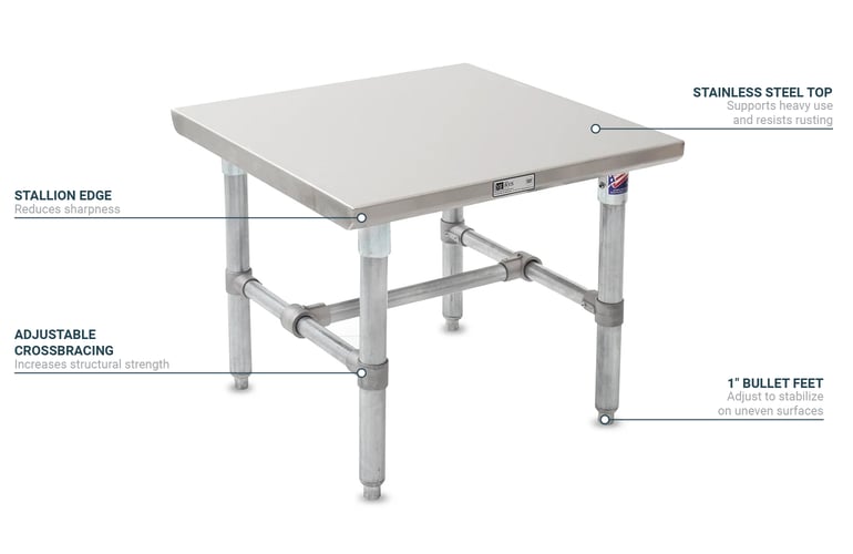 John Boos S16MS04 Machine Stand w/ Galvanized Legs & Bracing, 30 x 24"