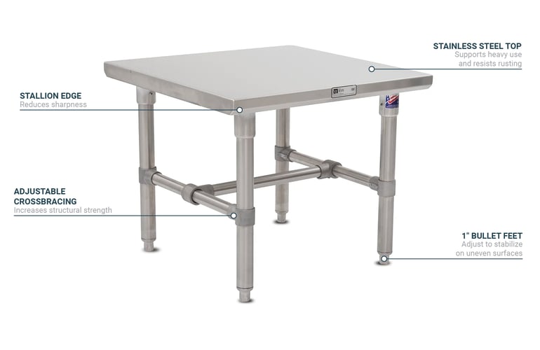 John Boos S16MS09 Machine Stand w/ Stainless Legs & Bracing, 30 x 24"