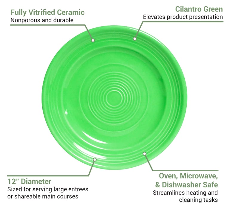 Tuxton CTA-120 12" Round Concentrix®© Plate - Ceramic, Cilantro