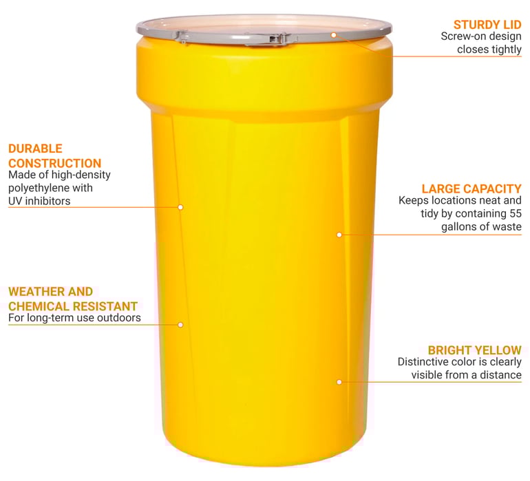 Eagle Manufacturing 55 gal Lab Pack Open Head Drum w/ Metal Lever Lock ...