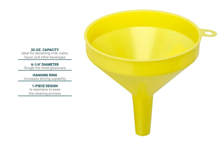 Thunder Group PLFN006 32 oz Funnel - Plastic, Yellow