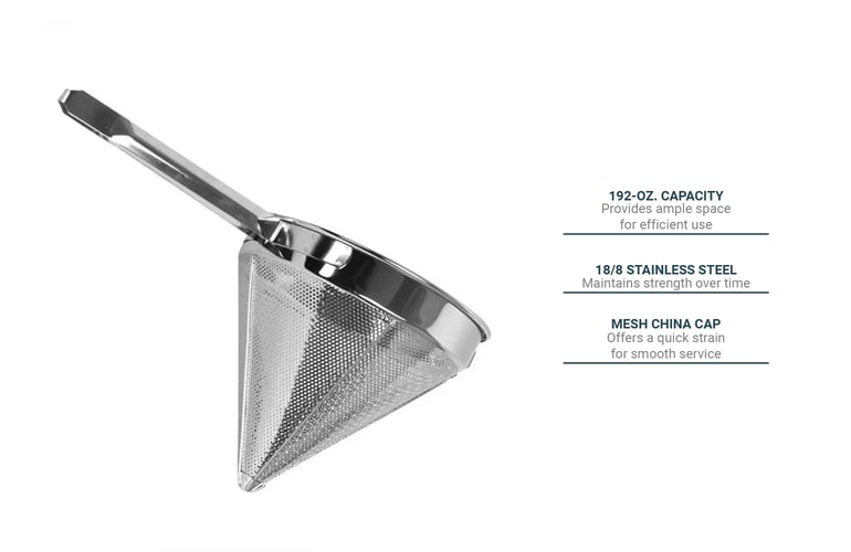 Thunder Group SLKCP012 12" Coarse China Cap Strainer, Stainless