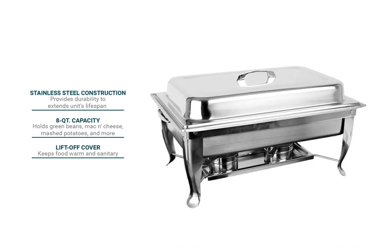 Thunder Group SLRCF005 Full Size Chafer w/ Lift Off Lid & Chafing Fuel Heat