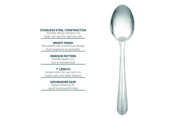Thunder Group SLWD104 7" Dessert Spoon with 18/0 Stainless Grade ...