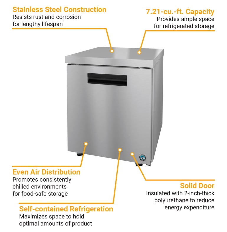 Hoshizaki UR27B-LP Steelheart 27" W Undercounter Refrigerator w/ (1 ...