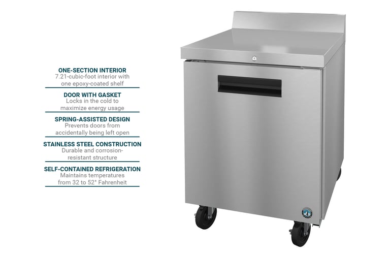 Hoshizaki WR27B-01 27" W Worktop Refrigerator w/ (1) Section & (1) Door ...