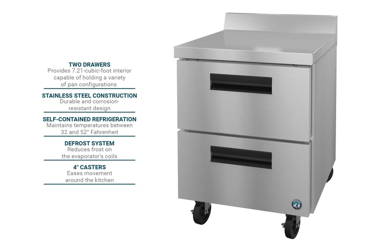 Hoshizaki WR27B-D2 27" W Worktop Refrigerator w/ (1) Section & (2 ...