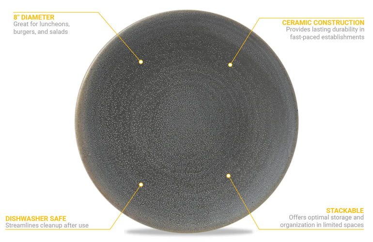 Dudson EG205 8" Round Evo Plate - Ceramic, Granite
