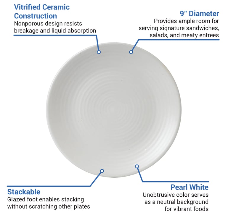 Dudson EP229 9" Round Evo Plate - Ceramic, Pearl