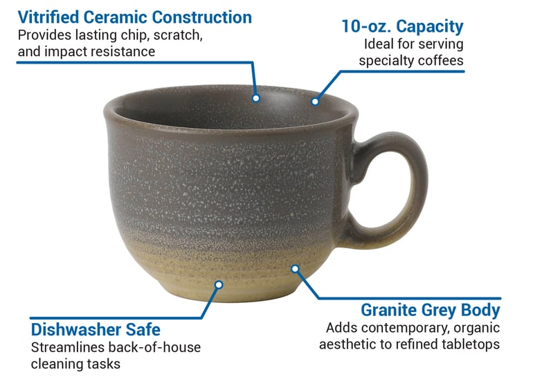 Dudson FM761 10 oz Evo Café Au Lait Cup - Ceramic, Granite