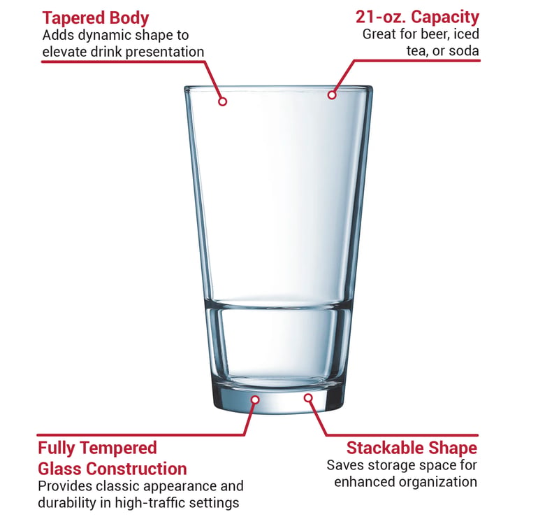 Arcoroc H3008 21 oz Stack Up Cooler Glass