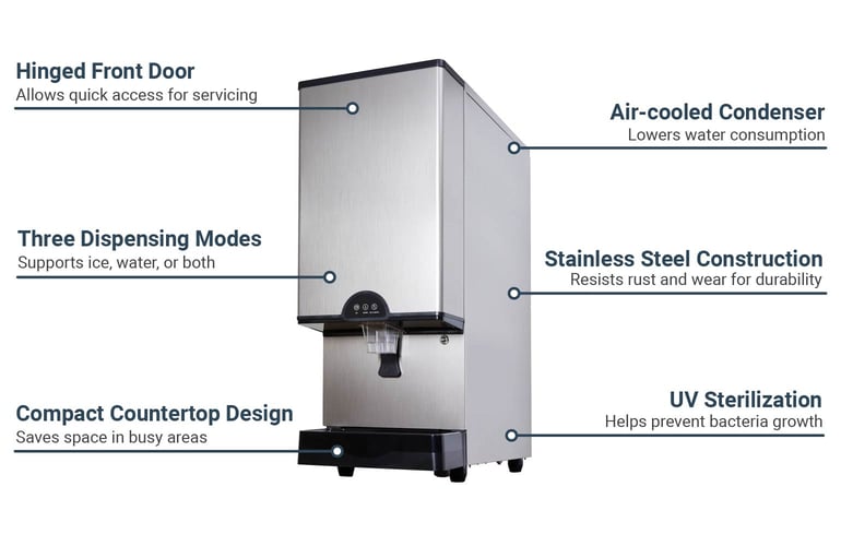 ICETRO ID-0450-AN 378 lb Countertop Water & Nugget Ice Dispenser - 30 ...