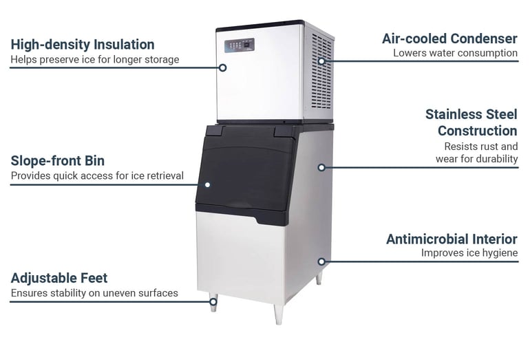ICETRO IM-0350-AC-22/IB-026-22 394 lb Maestro Full Cube Ice Machine w ...