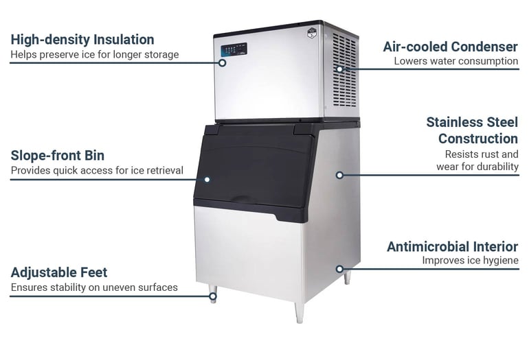 ICETRO IM-0350-AC/IB-044 367 lb Maestro Full Cube Ice Machine w/ Bin ...