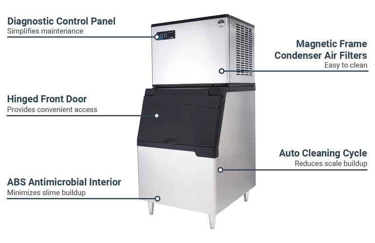 ICETRO IM-0350-AH/IB-033 367 lb Maestro Half Cube Ice Machine w/ Bin ...