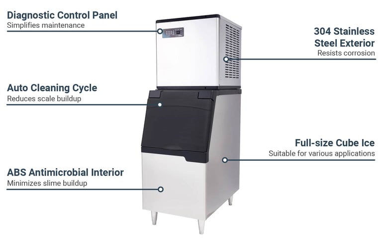 ICETRO IM-0460-AC-22/IB-026-22 443 lb Maestro Full Cube Ice Machine w ...